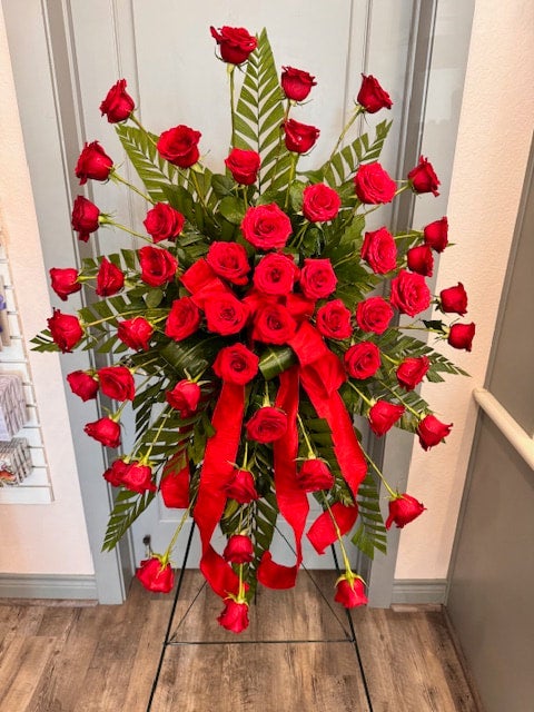 All Red Rose Standing Spray | The Magnolia Studio