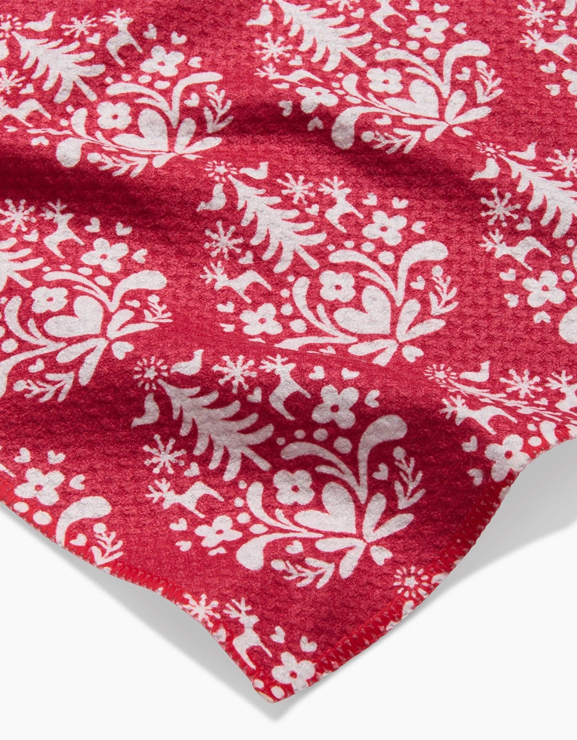 Nordic Holiday Stamp Red Bar Towel | Lary's Designs